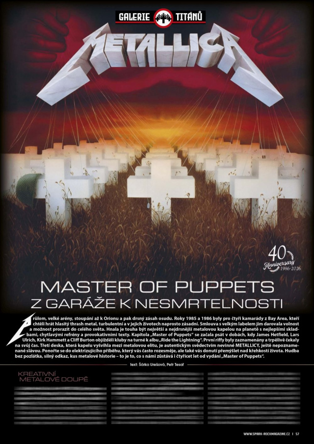 Červnový Spark uvádí příběh třetího alba METALLICY „Master of Puppets ...